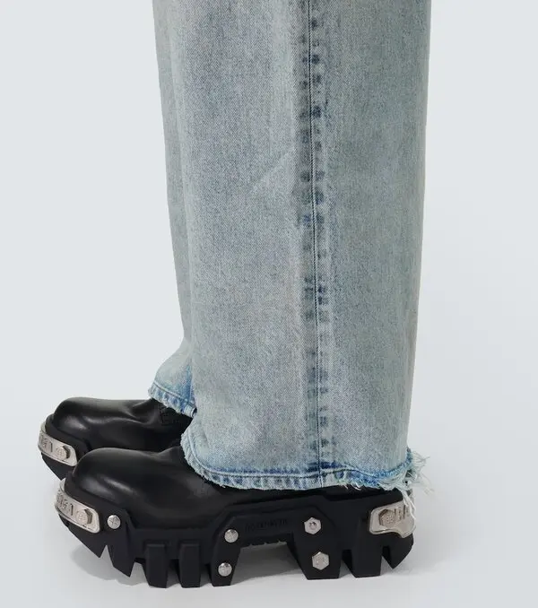 Balenciaga Distressed Wide-leg Jeans - Blue