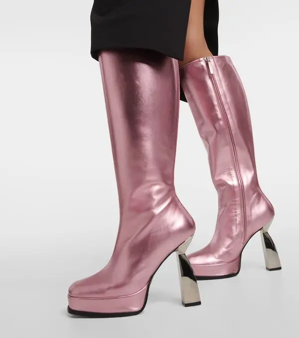 NODALETO Angel Metallic Leather Knee-high Boots
