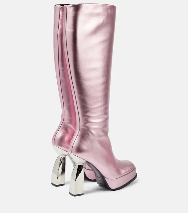 NODALETO Angel Metallic Leather Knee-high Boots