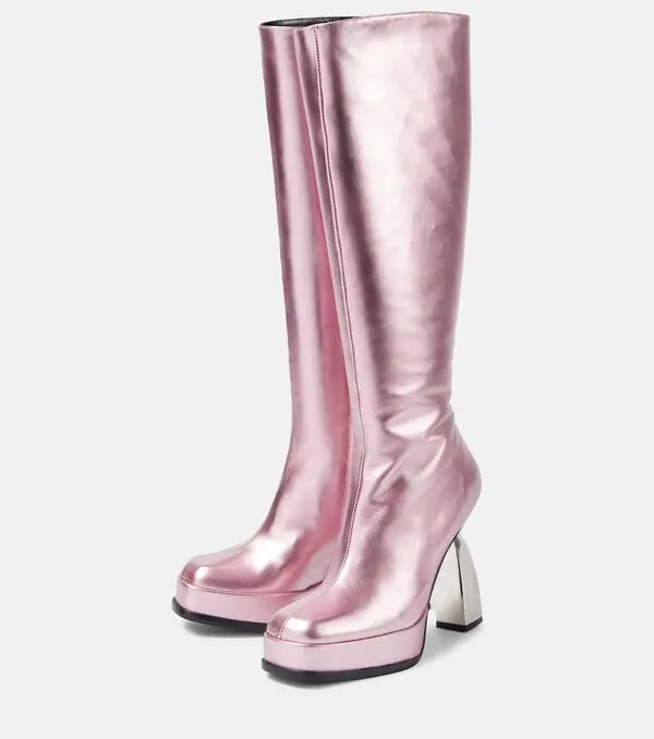NODALETO Angel Metallic Leather Knee-high Boots