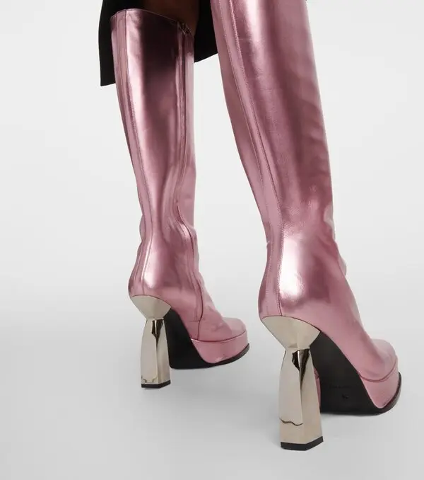 NODALETO Angel Metallic Leather Knee-high Boots