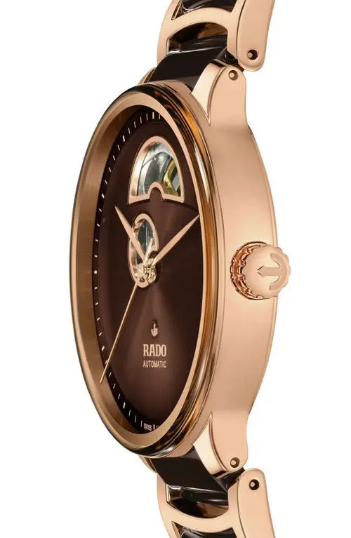 RADO Centrix Open Heart Automatic Bracelet Watch - Brown