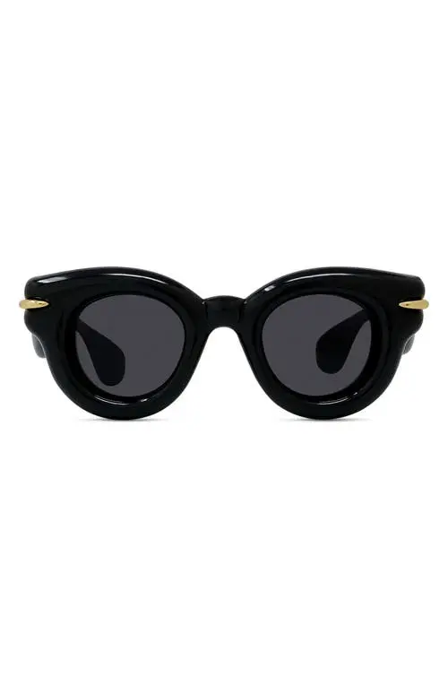Loewe Inflated Pantos 46mm Round Sunglasses - Shiny Black/smoke