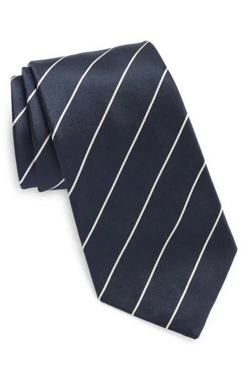 Ralph Lauren Purple Label Stripe Silk Neck Tie - Dark Navy