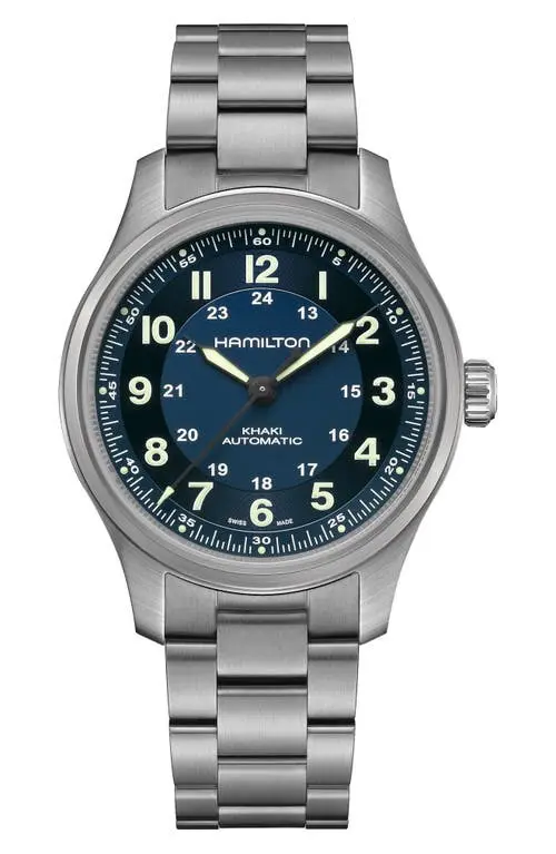 Hamilton Khaki Field Automatic Bracelet Watch - Blue