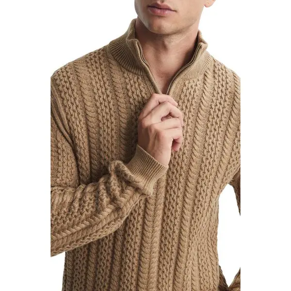 REISS Bantham Cabled Henley Sweater