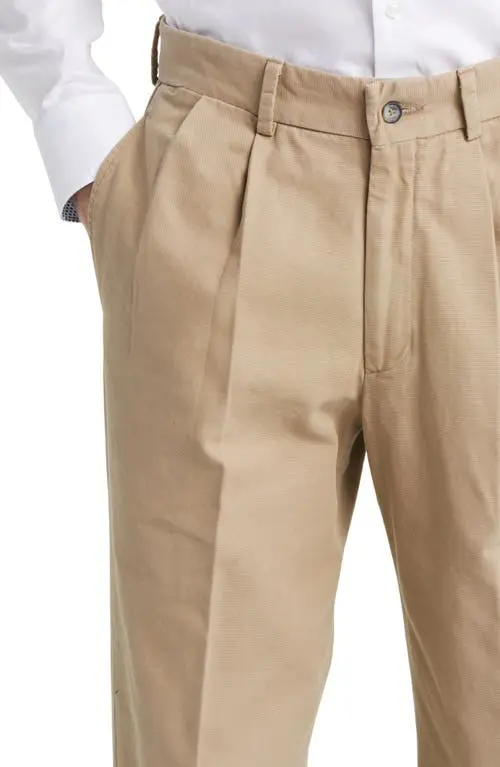 Berle Charleston Pleated Canvas Chinos - Khaki