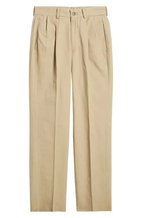 Berle Charleston Pleated Canvas Chinos - Khaki