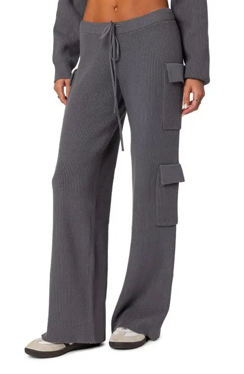 EDIKTED Wynter Drawstring Cargo Sweater Pants - Gray