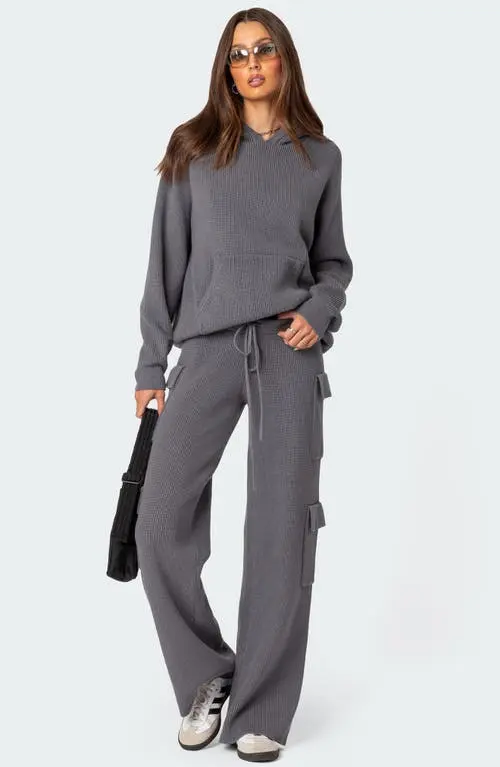 EDIKTED Wynter Drawstring Cargo Sweater Pants - Gray