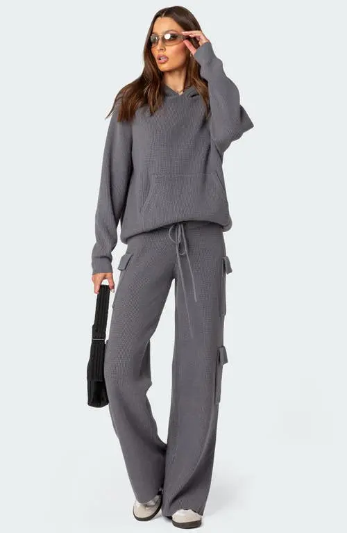 EDIKTED Wynter Drawstring Cargo Sweater Pants - Gray