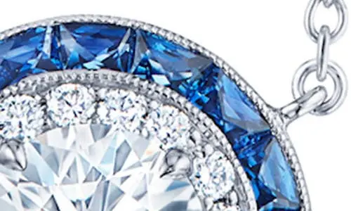 Kwiat Diamond & Sapphire Halo Pendant Necklace