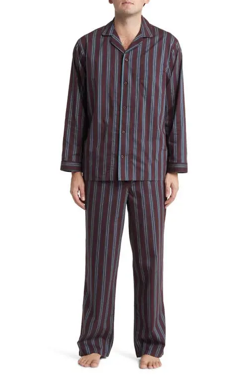 Nordstrom Plaid Poplin Pajamas - Burgundy Fudge Chandler Stripe
