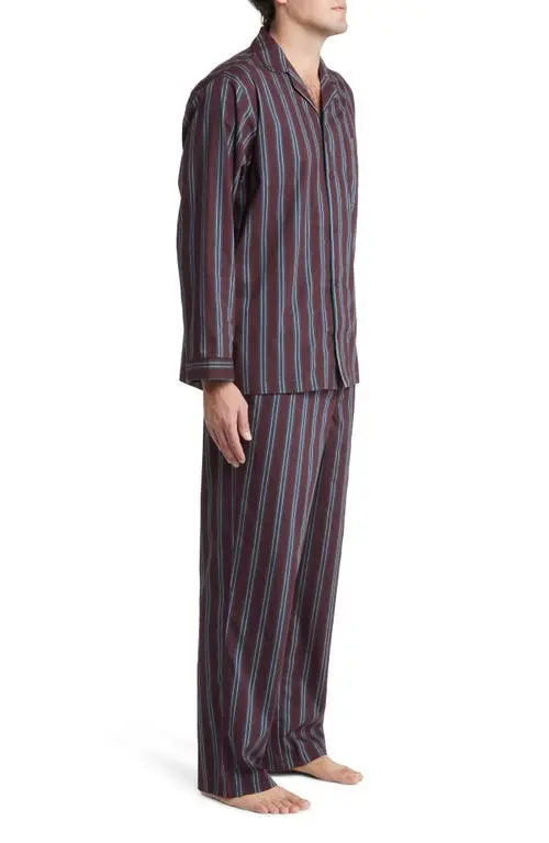 Nordstrom Plaid Poplin Pajamas - Burgundy Fudge Chandler Stripe