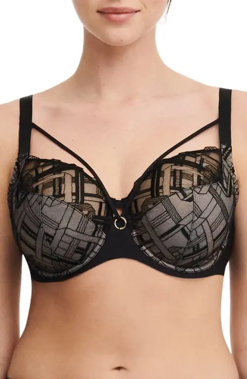 Chantelle Graphic Support Lace Underwire Full Coverage Bra - Black-11