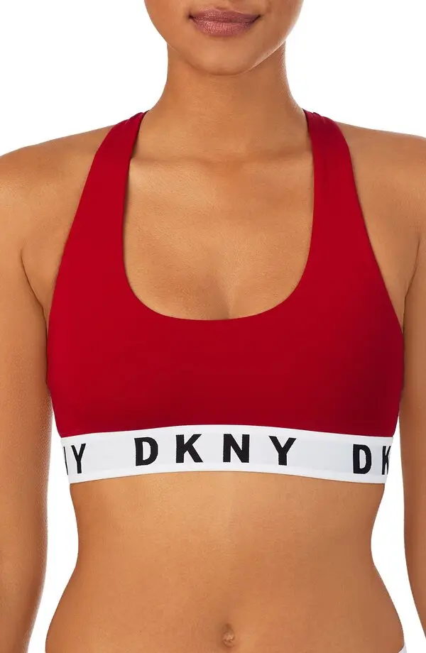 Dkny Logo Wirefree Racerback Bralette - Cherry
