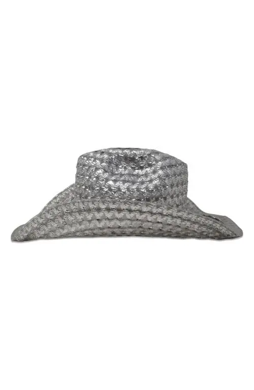GIGI BURRIS MILLINERY Britney Metallic Woven Cowboy Hat