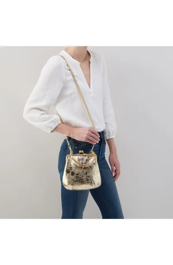 Hobo Alba Leather Frame Crossbody Bag - Gilded Marble