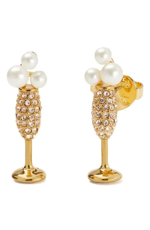 Kate Spade New York Champagne Glass Stud Earrings - Champagne/gold