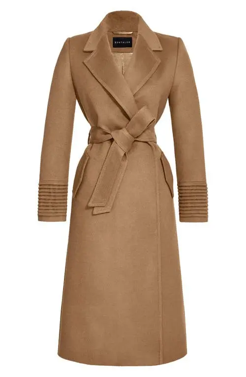 Sentaler Belted Alpaca Blend Wrap Coat - Dark Camel