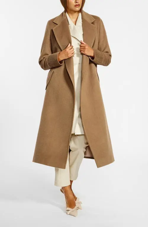 Sentaler Belted Alpaca Blend Wrap Coat - Dark Camel