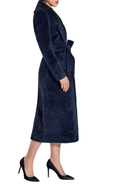 Sentaler Wool And Alpaca-blend Bouclé Wrap Coat - Midnight Blue