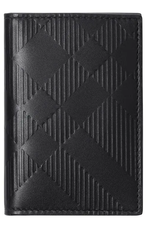 Burberry Bateman Check Embossed Leather Bifold Wallet - Black