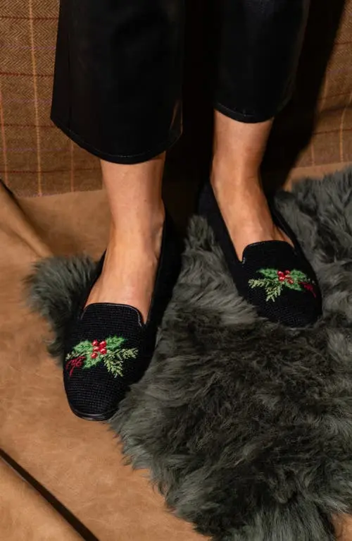 BYPAIGE Needlepoint Holly Flat - Black