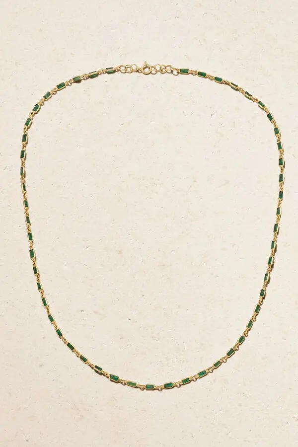 Jia Jia 14-karat Gold Emerald Chain Necklace - Green