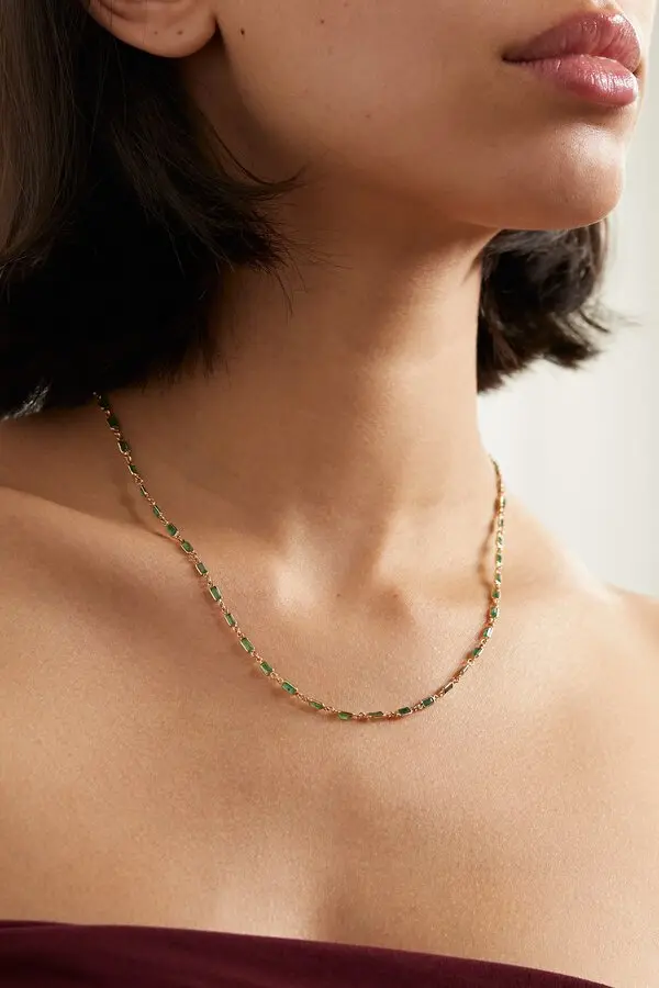 Jia Jia 14-karat Gold Emerald Chain Necklace