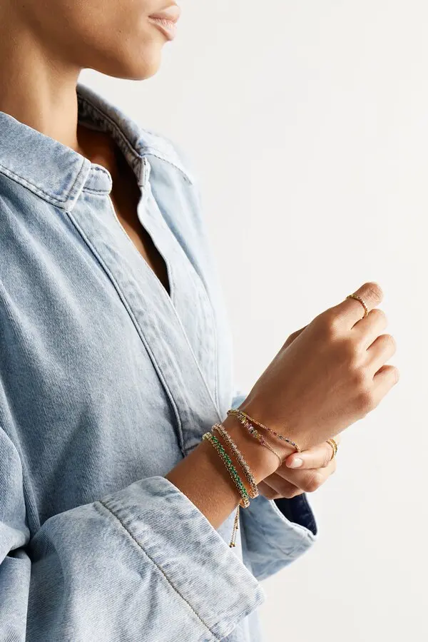 SUZANNE KALAN Willow Bar 18-karat Sapphire And Diamond Bracelet