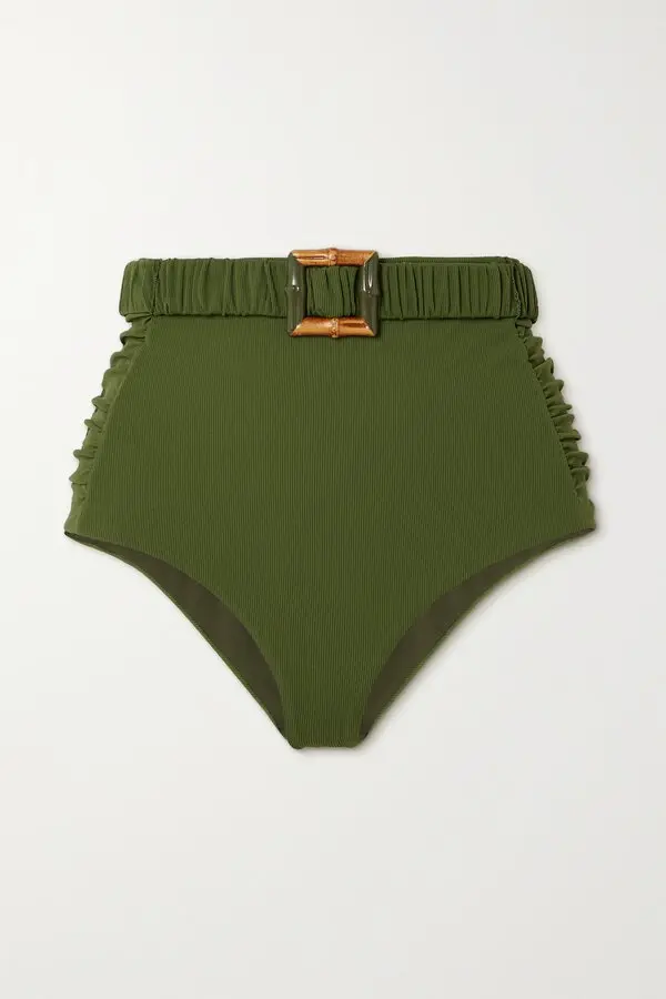 Johanna Ortiz Net Sustain Orinka Belted Ribbed Bikini Briefs - Green