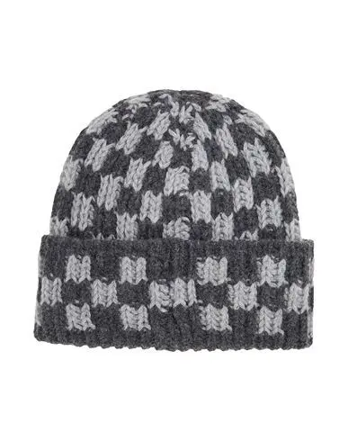 8 BY YOOX Recycled Wool Checked Beanie Hat - Grey