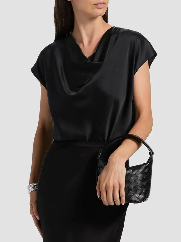 Vince Cap-sleeve Silk Satin Blouse - Black