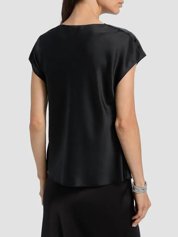 Vince Cap-sleeve Silk Satin Blouse - Black