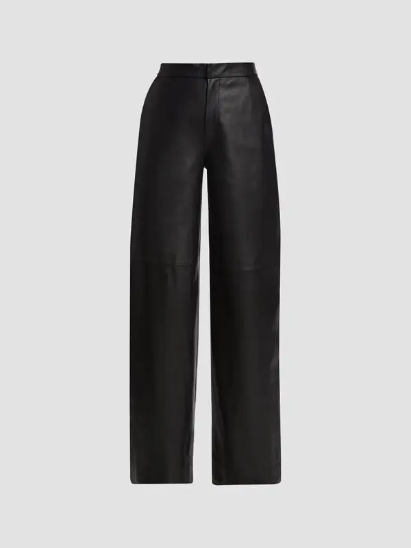 L'Agence Livvy Leather Straight-leg Pants - Black