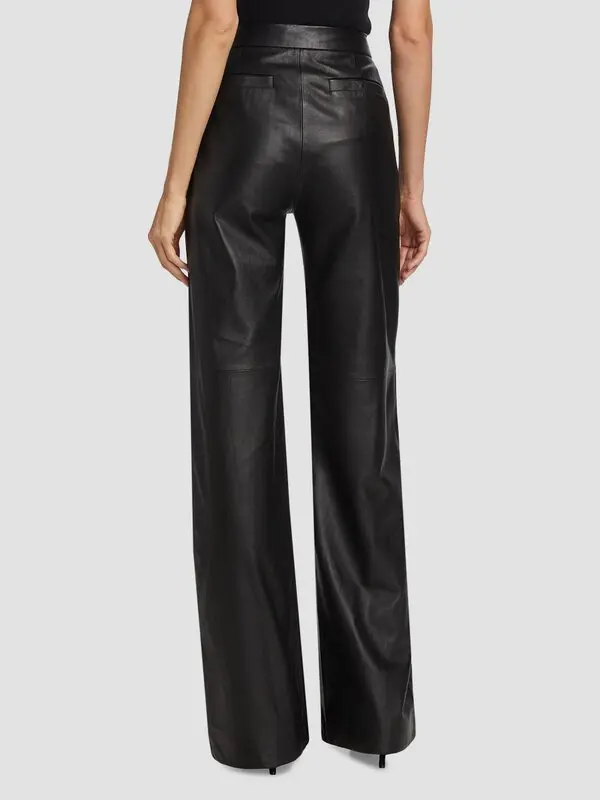 L'Agence Livvy Leather Straight-leg Pants - Black
