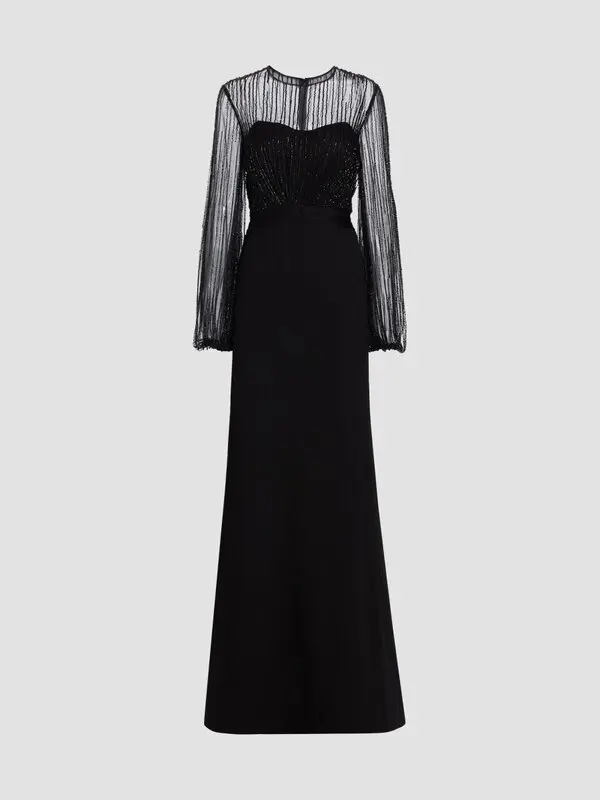 Rene Ruiz Collection Beaded Illusion Fit & Flare Gown