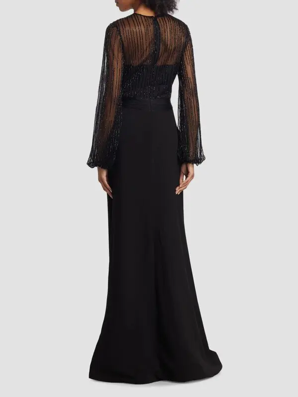 Rene Ruiz Collection Beaded Illusion Fit & Flare Gown