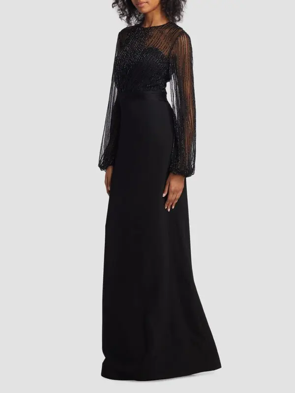 Rene Ruiz Collection Beaded Illusion Fit & Flare Gown