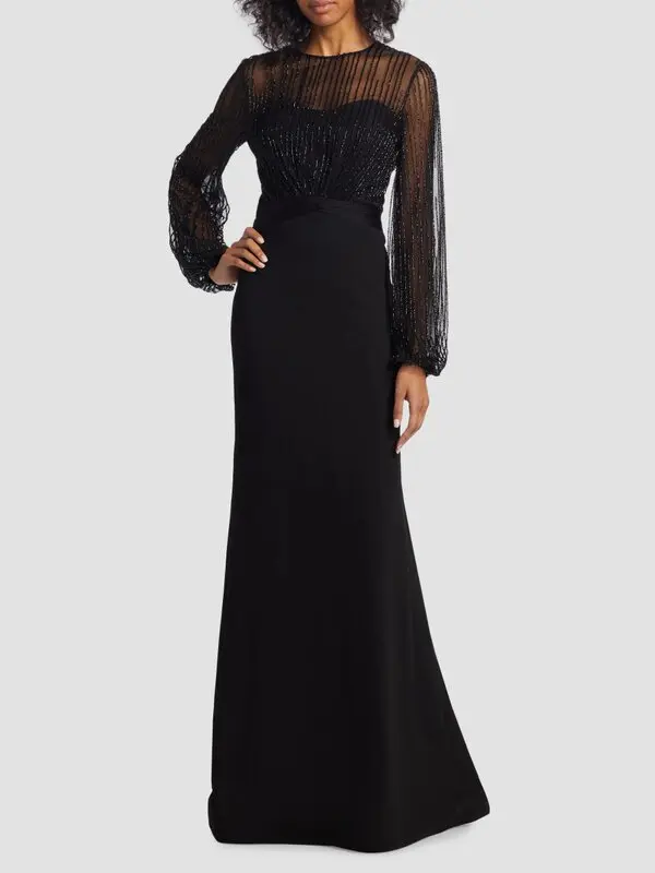 Rene Ruiz Collection Beaded Illusion Fit & Flare Gown