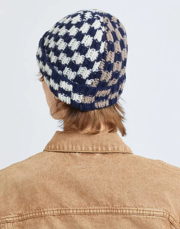 8 BY YOOX Recycled Wool Bicolor Checked Beanie