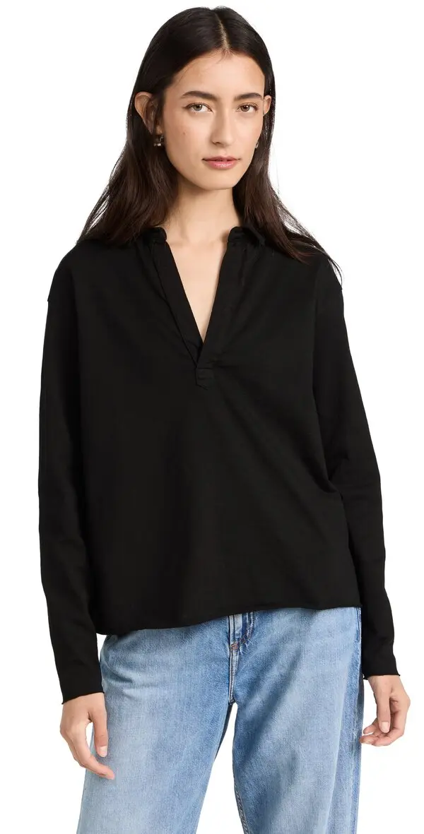 Frank & Eileen Popover Henley Tee - Black