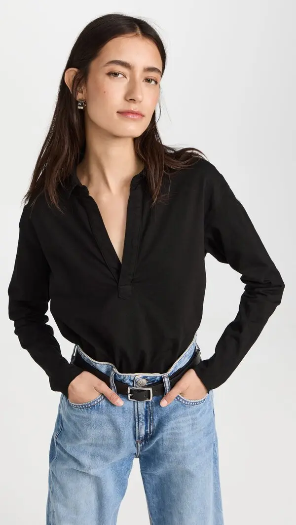 Frank & Eileen Popover Henley Tee - Black