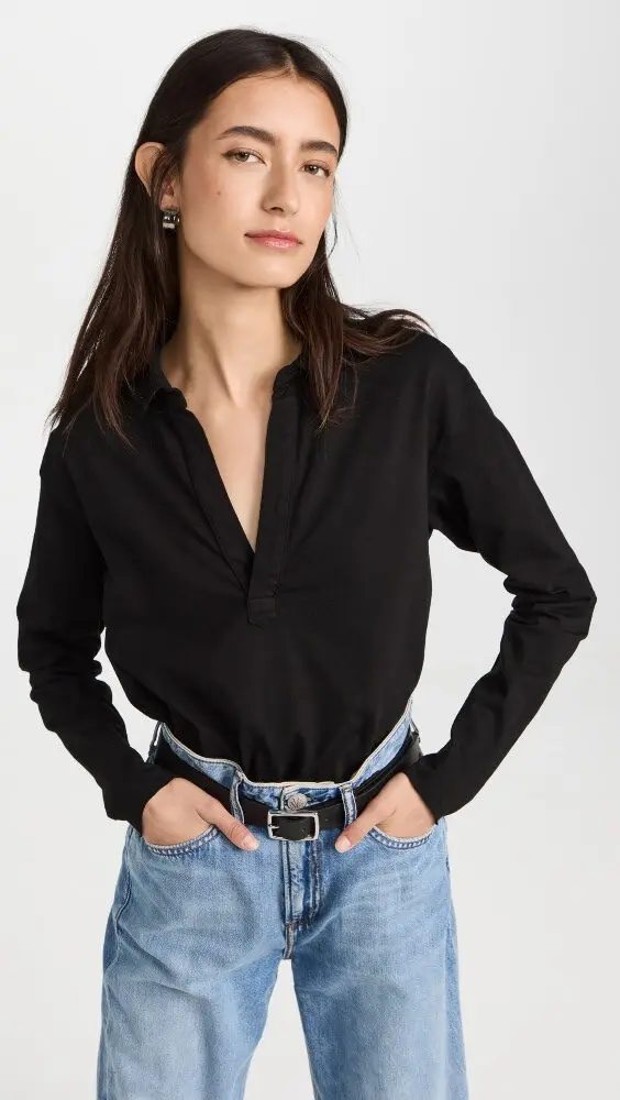 Frank & Eileen Popover Henley Tee - Black