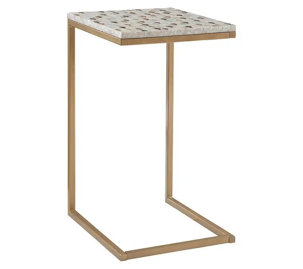 LINON Bria Capiz Fish Mosaic Accent Table - One-color