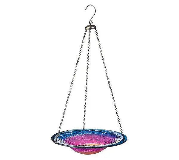 EVERGREEN Hanging Sunrise Glass Birdbath - One-color