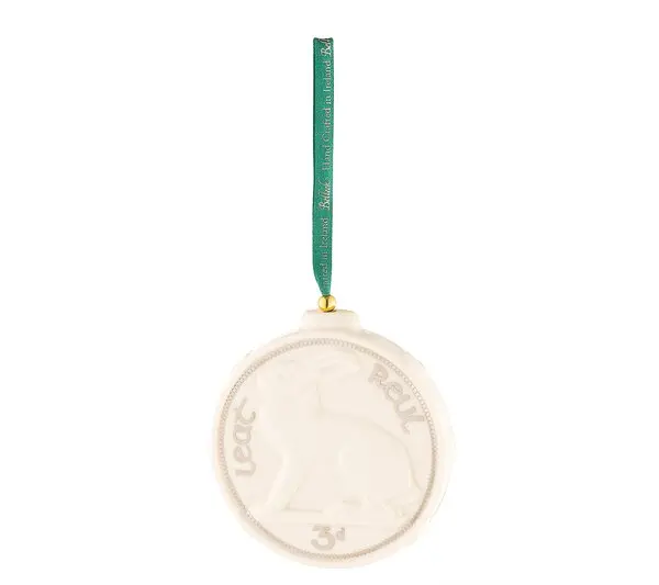 BELLEEK Pottery Old Irish Coin Hanging Ornament - One-color