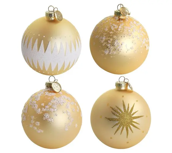 MARTHA STEWART Holiday Ball Ornament 4 Piece Se T In Gold - One-color