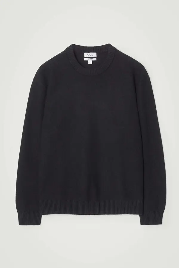 Cos Boiled-wool Crew-neck Sweater - Black